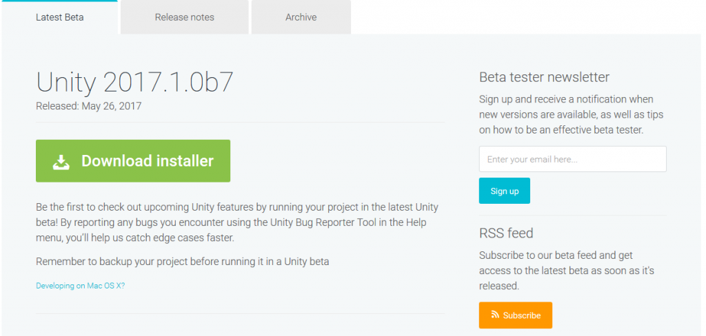 Unity beta 2017.1.0 download free game development engine